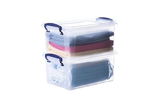 Superio Clear Storage Bins with Lids, Stackable Storage Box with Latches and Handles, Extra Small, 2 Pack 3 Quart