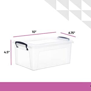 Superio Clear Storage Bins with Lids, Stackable Storage Box with Latches and Handles, Extra Small, 2 Pack 3 Quart