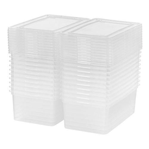 IRIS USA, Inc. TB-42 12 Quart Stack & Pull Box, Clear, 6 Stack and Pull CNL-5 Storage Box, 5 Quart, Clear, 20 Pack