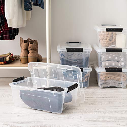 IRIS USA, Inc. TB-42 12 Quart Stack & Pull Box, Clear, 6 Stack and Pull CNL-5 Storage Box, 5 Quart, Clear, 20 Pack