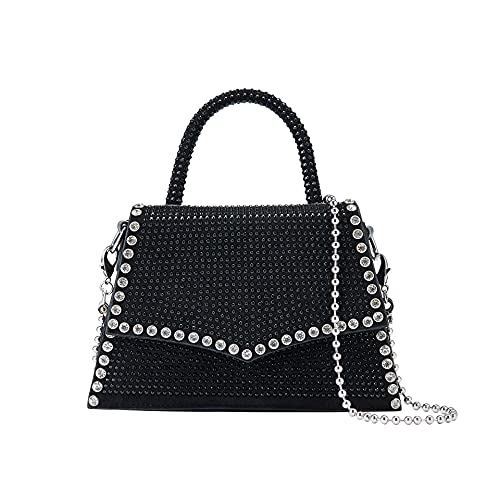 Glitter Rhinestone Crossbody Evening Bag - Fashion Crystal Top Handle Bags Cocktail Party Club Bling Clutch Purse for Women