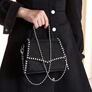 Glitter Rhinestone Crossbody Evening Bag - Fashion Crystal Top Handle Bags Cocktail Party Club Bling Clutch Purse for Women