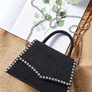 Glitter Rhinestone Crossbody Evening Bag - Fashion Crystal Top Handle Bags Cocktail Party Club Bling Clutch Purse for Women