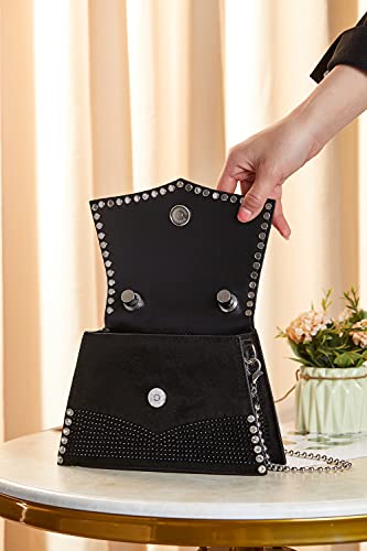 Glitter Rhinestone Crossbody Evening Bag - Fashion Crystal Top Handle Bags Cocktail Party Club Bling Clutch Purse for Women