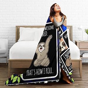 BAIVEAV Sloth Blanket Cute Cartoon Sloth Blanket Throw for Adult Kids Sloth Lover Fleece Blanket 50"x40" Lightweight Flannel Blanket for Couch Bed Sofa