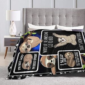 BAIVEAV Sloth Blanket Cute Cartoon Sloth Blanket Throw for Adult Kids Sloth Lover Fleece Blanket 50"x40" Lightweight Flannel Blanket for Couch Bed Sofa