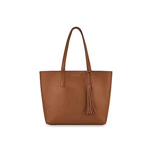 KATIE LOXTON Tavi Tassel Womens Large Vegan Leather Shoulder Tote Handbag Cognac