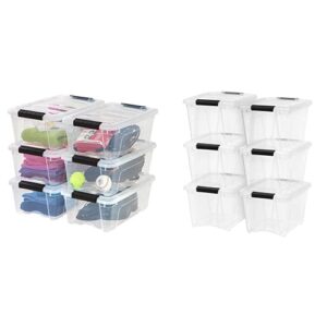 iris usa, inc. tb-42 12 quart stack & pull box, clear, 6 stack and pull tb-17 stack & pull box, 19 quart, clear, 6 pack