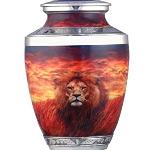 BOLD & DIVINE Lion Cremation Urns for Human Ashes - Decorative Urns, Urns for Human Ashes Female & Male, Urns for Ashes Adult Female, Funeral Urns - Lion, Large