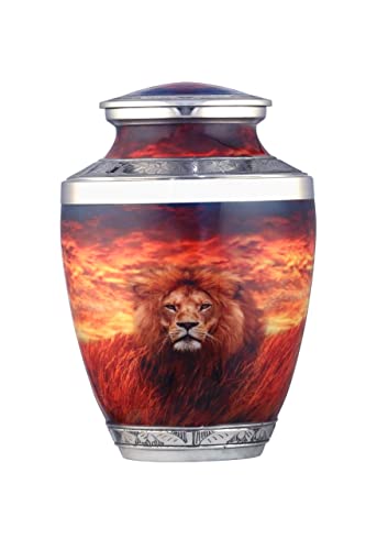 BOLD & DIVINE Lion Cremation Urns for Human Ashes - Decorative Urns, Urns for Human Ashes Female & Male, Urns for Ashes Adult Female, Funeral Urns - Lion, Large