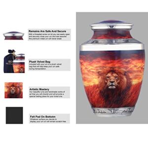 BOLD & DIVINE Lion Cremation Urns for Human Ashes - Decorative Urns, Urns for Human Ashes Female & Male, Urns for Ashes Adult Female, Funeral Urns - Lion, Large