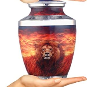 BOLD & DIVINE Lion Cremation Urns for Human Ashes - Decorative Urns, Urns for Human Ashes Female & Male, Urns for Ashes Adult Female, Funeral Urns - Lion, Large