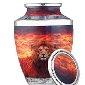 BOLD & DIVINE Lion Cremation Urns for Human Ashes - Decorative Urns, Urns for Human Ashes Female & Male, Urns for Ashes Adult Female, Funeral Urns - Lion, Large