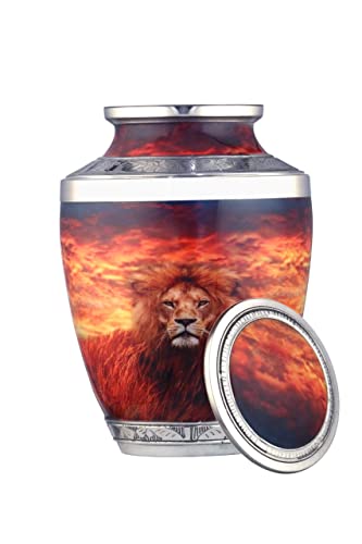 BOLD & DIVINE Lion Cremation Urns for Human Ashes - Decorative Urns, Urns for Human Ashes Female & Male, Urns for Ashes Adult Female, Funeral Urns - Lion, Large