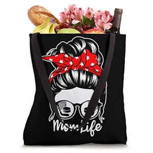 Mom Life Messy Bun Hair Hockey Player Mom Tote Bag