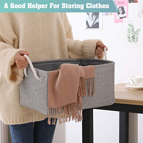 Storage Basket Bins - Decorative Baskets Storage Box Cubes Containers with Handles for Clothes Storage Toys, Books, Home, Office (Grey, GREY13IN-S-3PACK)