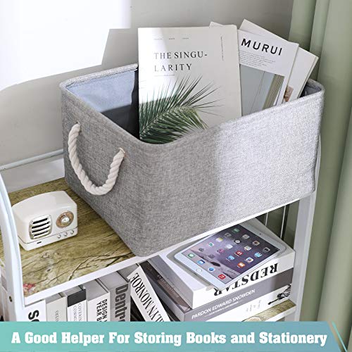 Storage Basket Bins - Decorative Baskets Storage Box Cubes Containers with Handles for Clothes Storage Toys, Books, Home, Office (Grey, GREY13IN-S-3PACK)