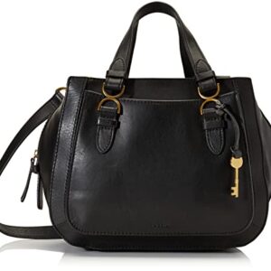 Fossil Women's Brooke Leather Satchel Purse Handbag, Black