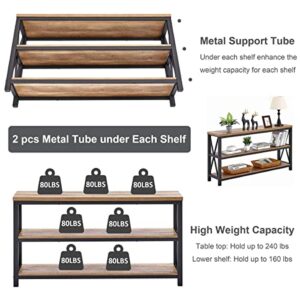 FATORRI Industrial Console Table for Entryway, Wood Sofa Table, Rustic Hallway Tables with 3-Tier Shelves for Living Room (55 Inch, Rustic Oak)