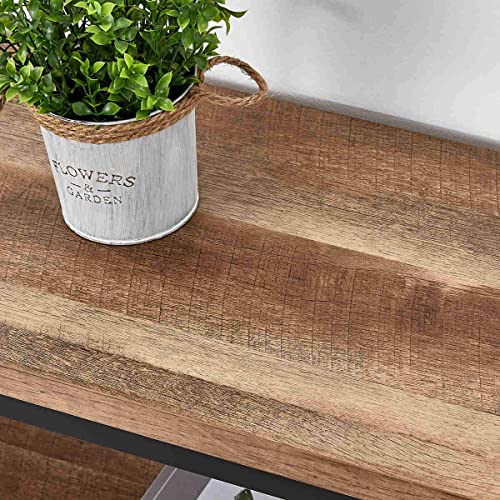 FATORRI Industrial Console Table for Entryway, Wood Sofa Table, Rustic Hallway Tables with 3-Tier Shelves for Living Room (55 Inch, Rustic Oak)