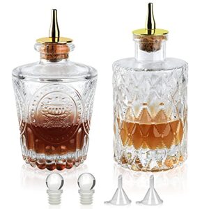 linall bitters bottle- set of 2 glass dasher bottle, decorative bottles with zinc alloy dash top for cocktail,great bar tool for home bar, bartender, dsbt2 (2)