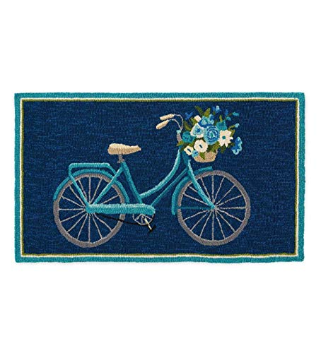 Plow & Hearth Indoor/Outdoor Hooked Bicycle Accent Rug - 24 x 42