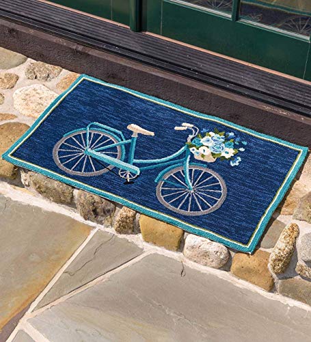 Plow & Hearth Indoor/Outdoor Hooked Bicycle Accent Rug - 24 x 42