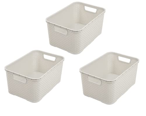 BranQ - Home essential Wicker Basket Set of 4 Small 7 litres, Cream, 4er-Set 7l