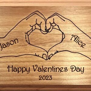 Personalized Wood Plaque with Heart Valentines Day - Wood Plaque Gift for Him Her Couple