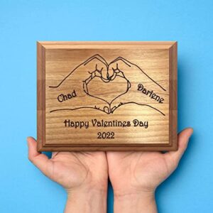 Personalized Wood Plaque with Heart Valentines Day - Wood Plaque Gift for Him Her Couple