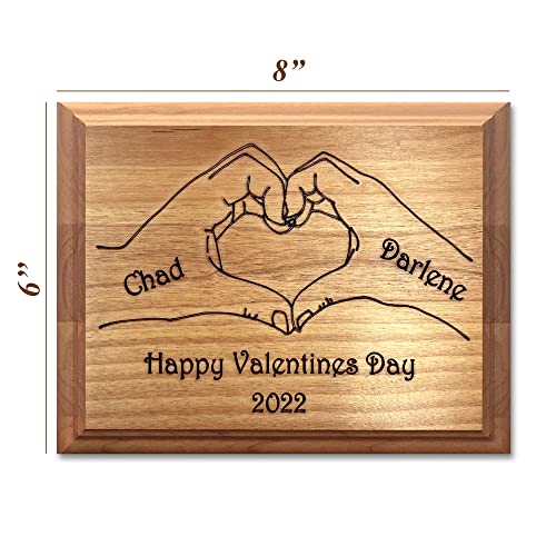 Personalized Wood Plaque with Heart Valentines Day - Wood Plaque Gift for Him Her Couple