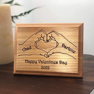 Personalized Wood Plaque with Heart Valentines Day - Wood Plaque Gift for Him Her Couple