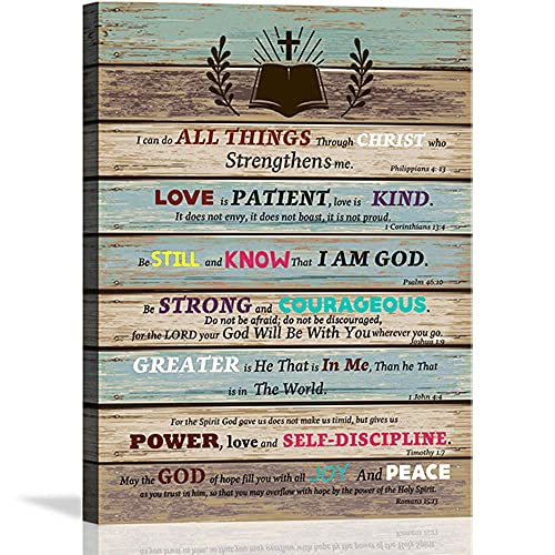 Inspirational Wall Art Scripture Bible Verse Wall Art Christian Canvas Art for Office Bathroom Bedroom Wall Decor Rustic Farmhouse Wall Decor Religious Gifts Be Still and Know that I am God