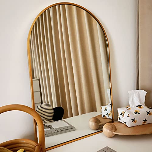 HARRITPURE 20" x 30" Arch Mirror Bathroom Wall Mounted Mirrors Gold Vanity Mirror with Metal Frame for Bedroom Living Room Entryway