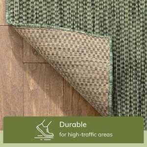 Well Woven Medusa Leif Green Nordic Geometric Pattern Indoor/Outdoor Flatweave 5'3" x 7'3" Area Rug