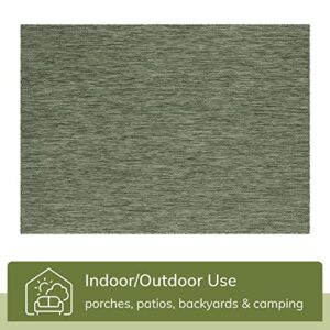 Well Woven Medusa Leif Green Nordic Geometric Pattern Indoor/Outdoor Flatweave 5'3" x 7'3" Area Rug