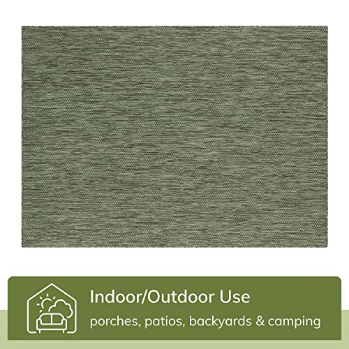 Well Woven Medusa Leif Green Nordic Geometric Pattern Indoor/Outdoor Flatweave 5'3" x 7'3" Area Rug