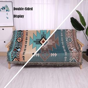 Hopstar Aztec Throw Blanket Navajo Indian Blankets and Throws Boho Western Decor Couch Cover Blanket for Bed Sofa Living Room Beach Travel 51"x63"