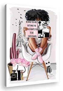 african american wall art fashion black woman queen painting home decor for bedroom living room black wall art woman gifts framed ready to hang12x16inch