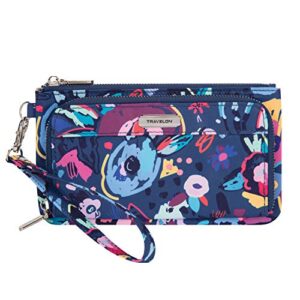 travelon women’s rfid blocking phone clutch wallet, mod floral, 8.25 x 4.5 x 1