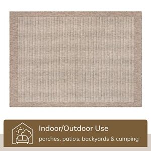 Well Woven Medusa Odin Ivory Solid & Striped Border Indoor/Outdoor Flatweave 7'10" X 9'10" Area Rug