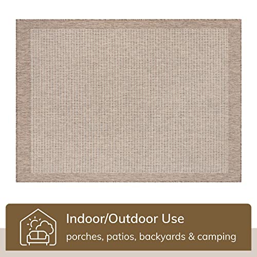 Well Woven Medusa Odin Ivory Solid & Striped Border Indoor/Outdoor Flatweave 7'10" X 9'10" Area Rug