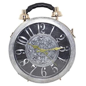 real working clock shoulderbags ladies vintage clutch bag steampunk style handbag (gray)