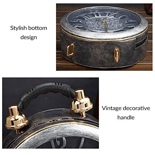 Real Working Clock Shoulderbags Ladies Vintage Clutch Bag Steampunk Style Handbag (Gray)