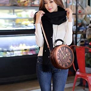 Real Working Clock Shoulderbags Ladies Vintage Clutch Bag Steampunk Style Handbag (Gray)