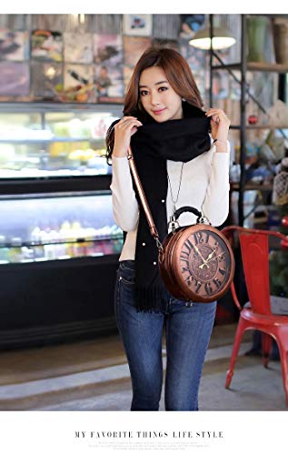 Real Working Clock Shoulderbags Ladies Vintage Clutch Bag Steampunk Style Handbag (Gray)