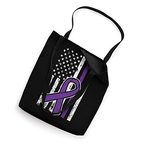 American Flag US Purple Ribbon Lupus Cool Awareness Gifts Tote Bag