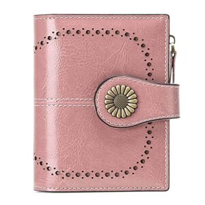 sendefn small womens wallet leather bifold card holder rfid blocking with zipper coin pocket