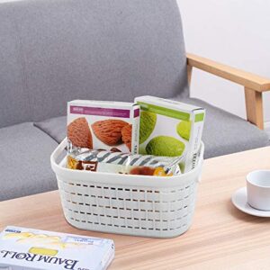 Sosody Plastic Storage Baskets with Handles, Small Weave Storage Baskets, White, 6 Packs