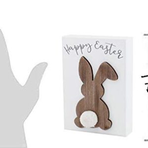 Collins Painting 'Happy Easter' Cute Bunny Butt Wood Box Sign - Wooden Tabletop Rabbit Decoration for Spring Home Decor